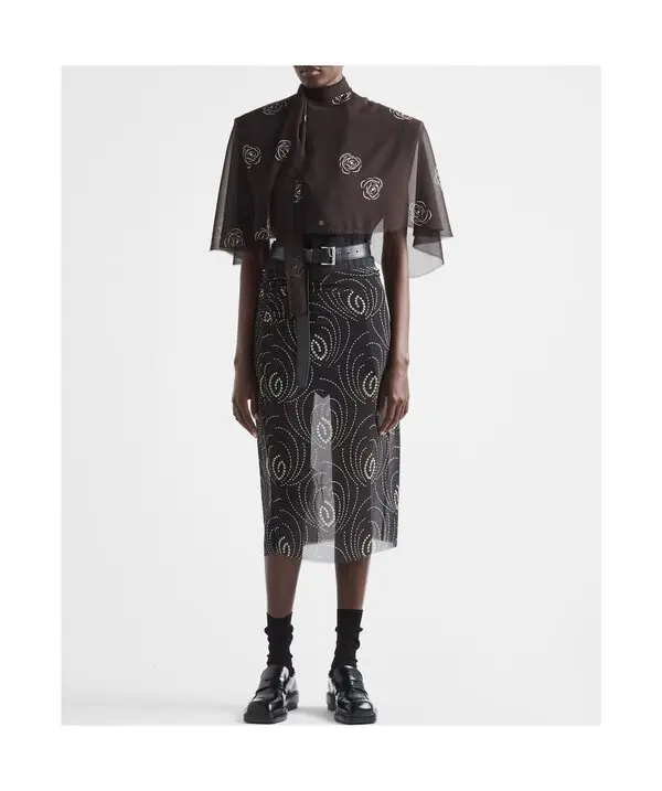 Prada All-over Geometric Patterned Midi Skirt - Black