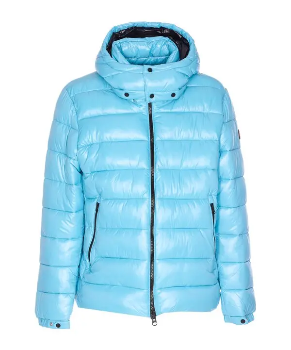 SAVE THE DUCK Zip-up Hooded Puffer Jacket - Blue