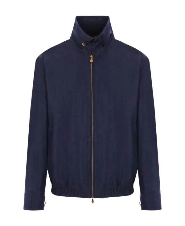 Brunello Cucinelli Long-sleeved Zip-up Jacket - Denim Blue