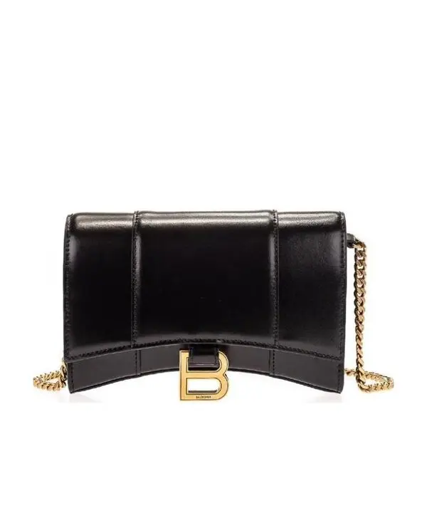 Balenciaga Hourglass Mini Chain Wallet - Black