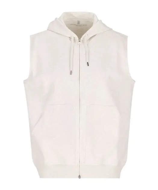 Brunello Cucinelli Sleeveless Zip-up Hooded Jacket