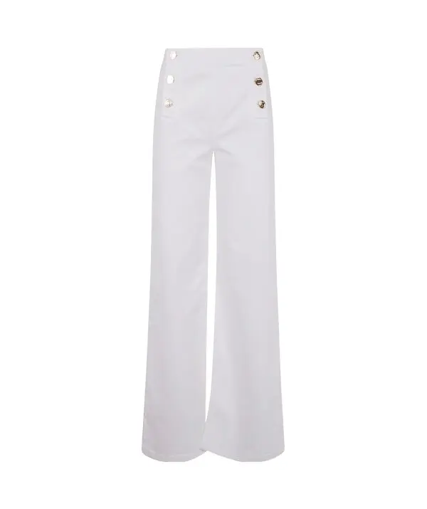 TWINSET Button Detail Wide Leg Pants - White