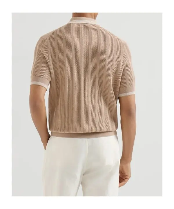 Brunello Cucinelli Cotton Textured Rib-knit Polo