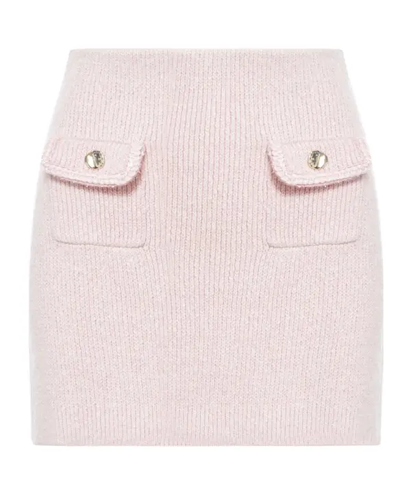 SELF-PORTRAIT Melange Knitted Skirt - Pink