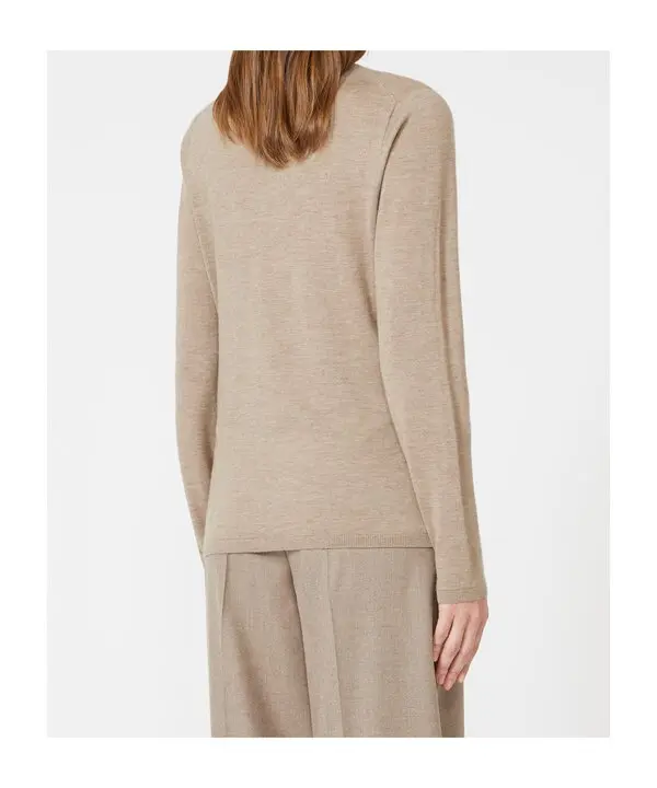 Max Mara Marica Crewneck Long-sleeved Jumper In Ultralight Cashmere - Beige