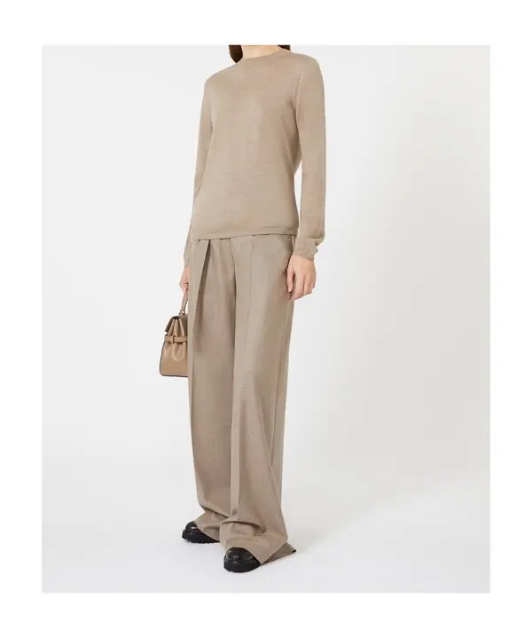 Max Mara Marica Crewneck Long-sleeved Jumper In Ultralight Cashmere - Beige