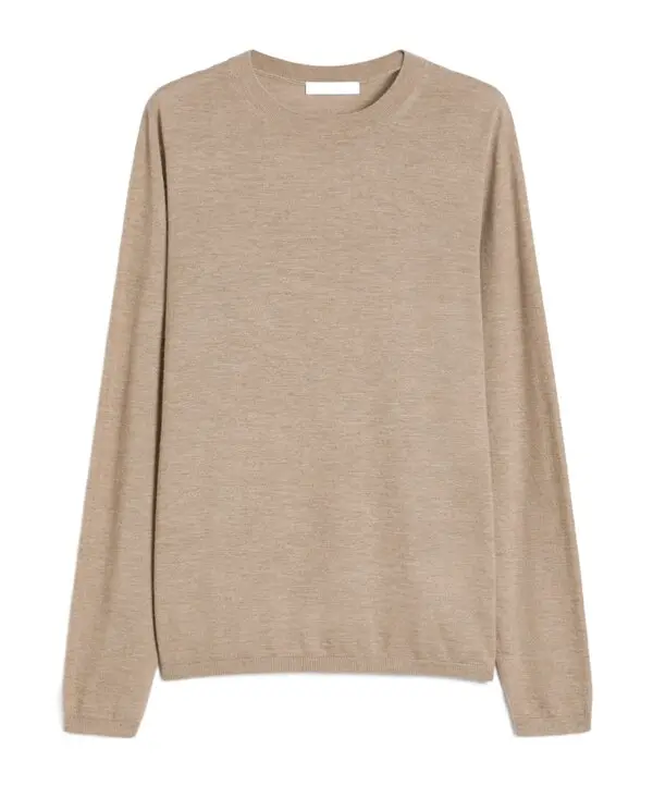 Max Mara Marica Crewneck Long-sleeved Jumper In Ultralight Cashmere - Beige