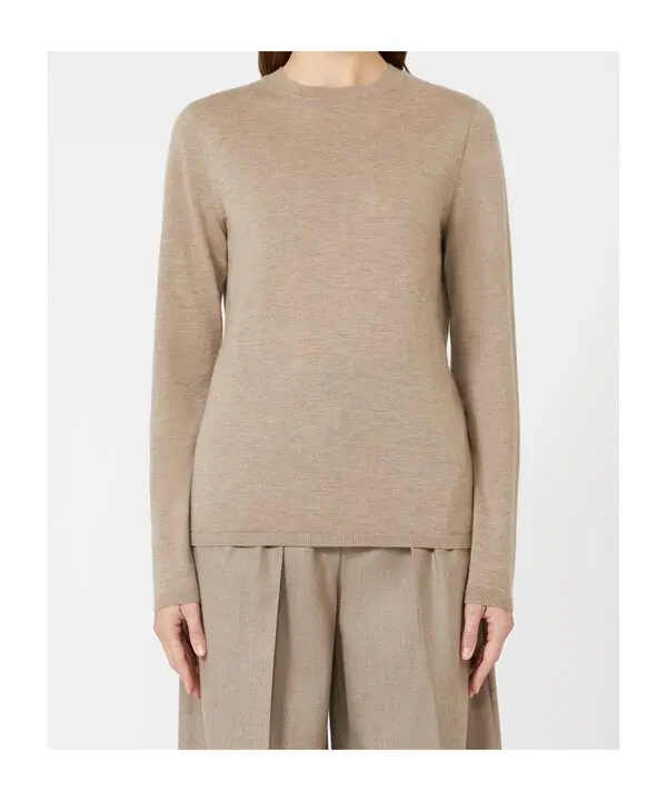 Max Mara Marica Crewneck Long-sleeved Jumper In Ultralight Cashmere - Beige