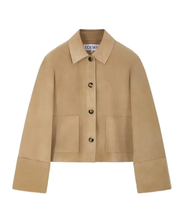 Loewe Long Sleeve Leather Jacket - Brown