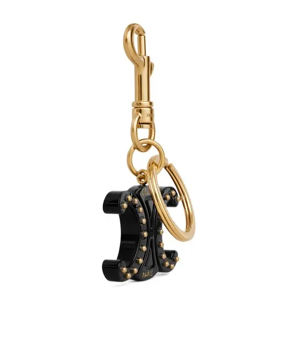 Celine Triomphe Key Ring Pendant With Studs