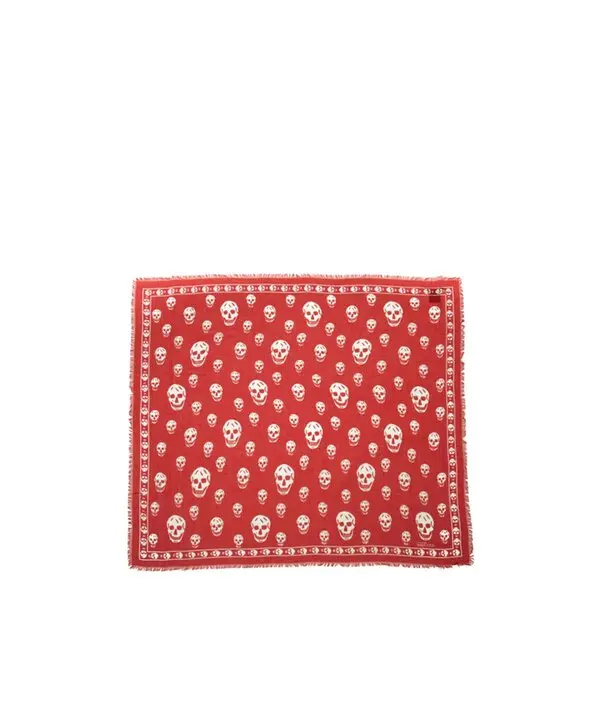 Alexander McQueen Skull Printed Scarf - Red