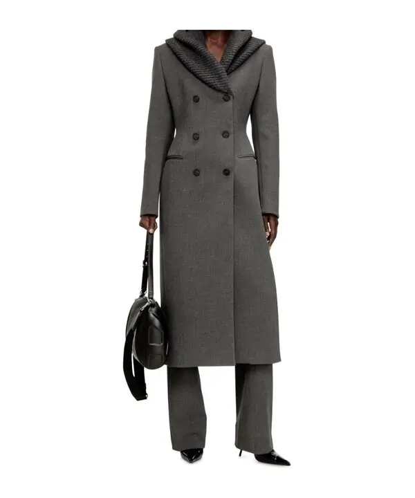 DIESEL® Buttoned Long Coat With Cowl Hood