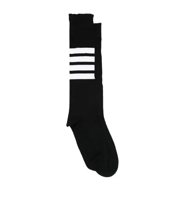 Thom Browne 4-bar Striped Mid-tube Socks - Black