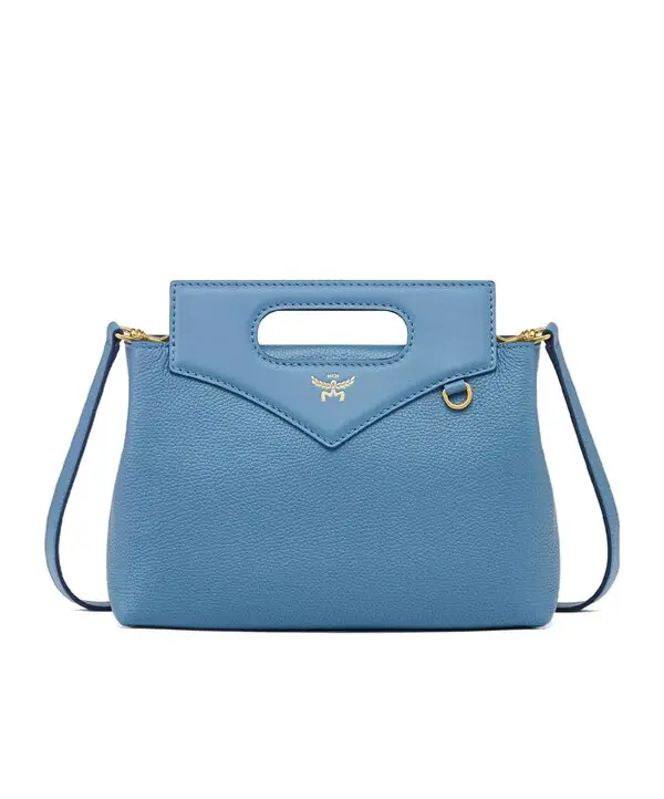 Mcm Soft Diamond Embossed Tote Bag - Blue