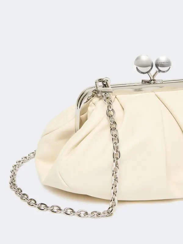 Max Mara Prati Pleated Clutch Bag With Chain Strap - Ivory