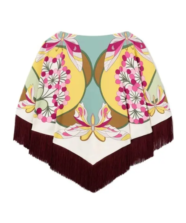 La DoubleJ Reversible Mini Poncho Top With Fringe - Pink