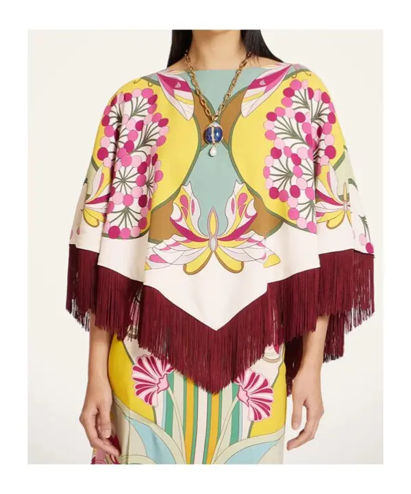 La DoubleJ Reversible Mini Poncho Top With Fringe