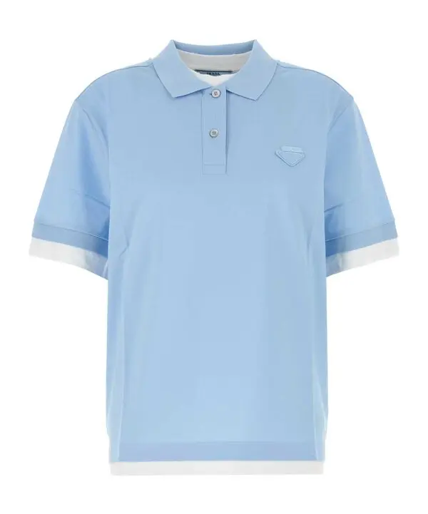 Prada Piqué And Jersey Polo Shirt - Blue