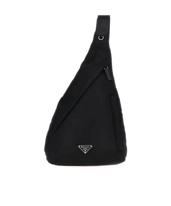 Prada Logo Plaque Zipped Backpack - Black