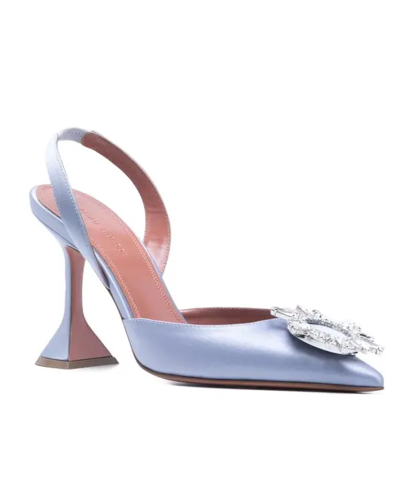 Amina Muaddi Embellished Pointed Toe Slingbacks