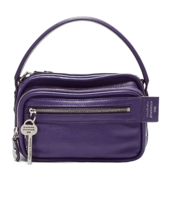 Acne Studios Camero Kit Zip Leather Crossbody Bag - Violet
