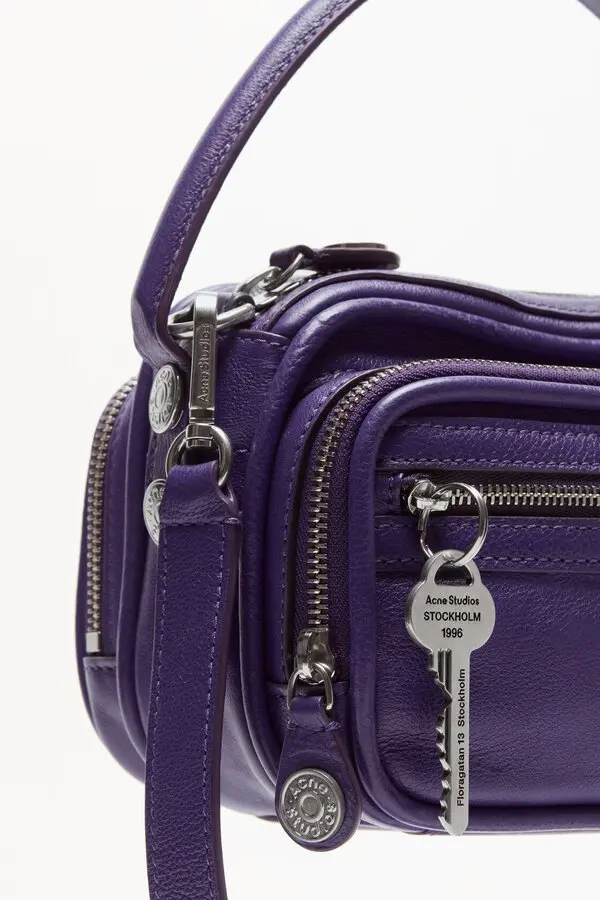 Acne Studios Camero Kit Zip Leather Crossbody Bag - Violet