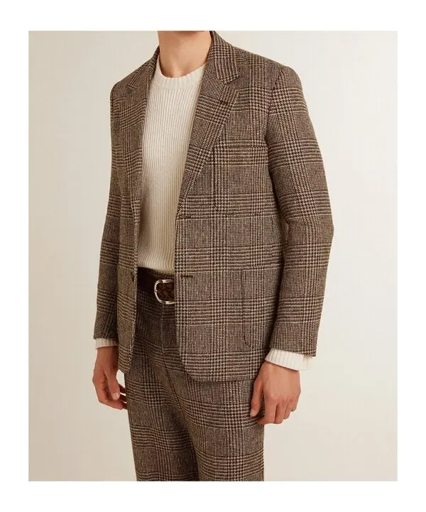 GOLDEN GOOSE Checked Single-breasted Blazer - Grey