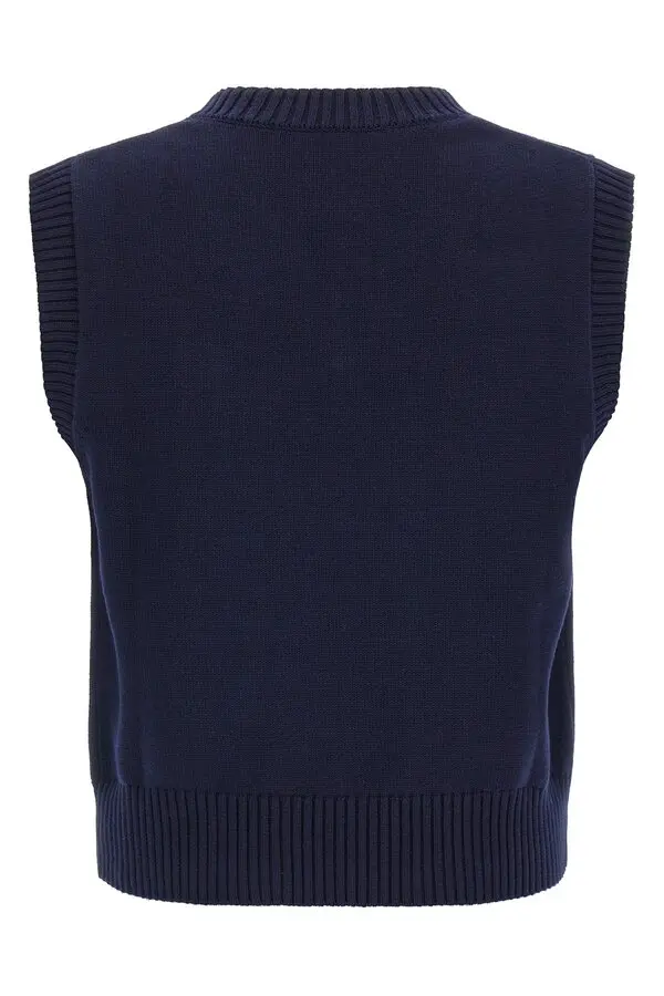 AMI Paris De Coeur V-neck Knitted Vest - Black
