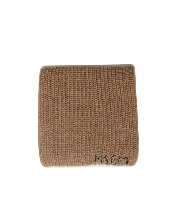MSGM Logo Knitted Scarf - Brown