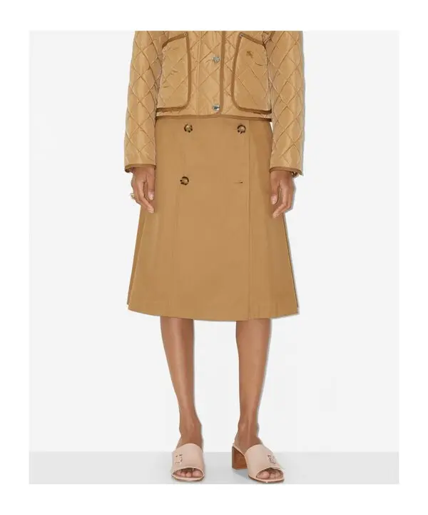 Burberry Belted Double Breasted Flared Skirt