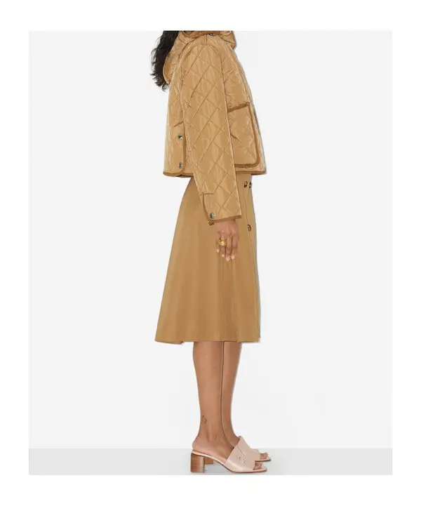 Burberry Belted Double Breasted Flared Skirt