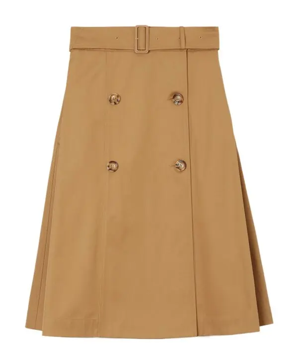 Burberry Belted Double Breasted Flared Skirt - Brown