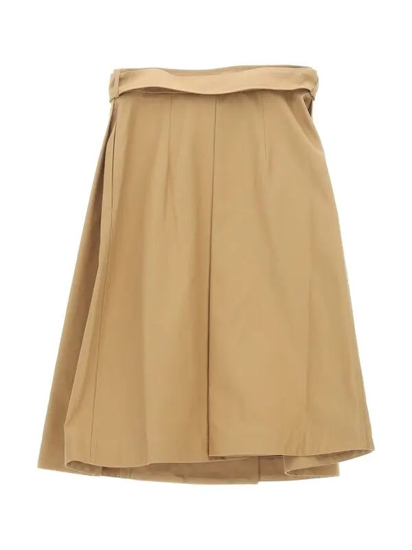 Burberry Belted Double Breasted Flared Skirt