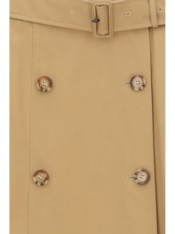 Burberry Belted Double Breasted Flared Skirt