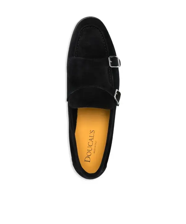 DOUCAL'S Suede Double Monk Strap Shoes - Black