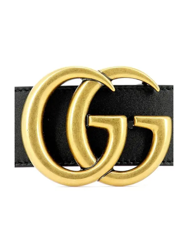 Gucci Gg Buckle Leather Belt - Black