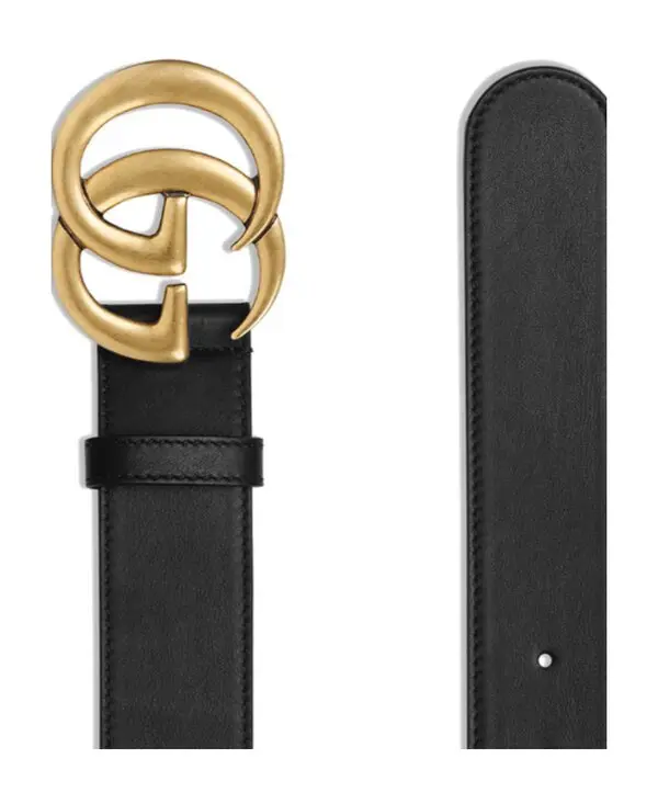 Gucci Gg Buckle Leather Belt - Black