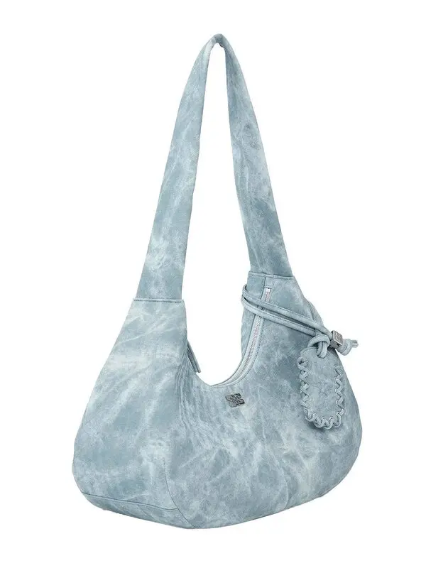 GANNI Bleached Medium Hobo Bag - Blue