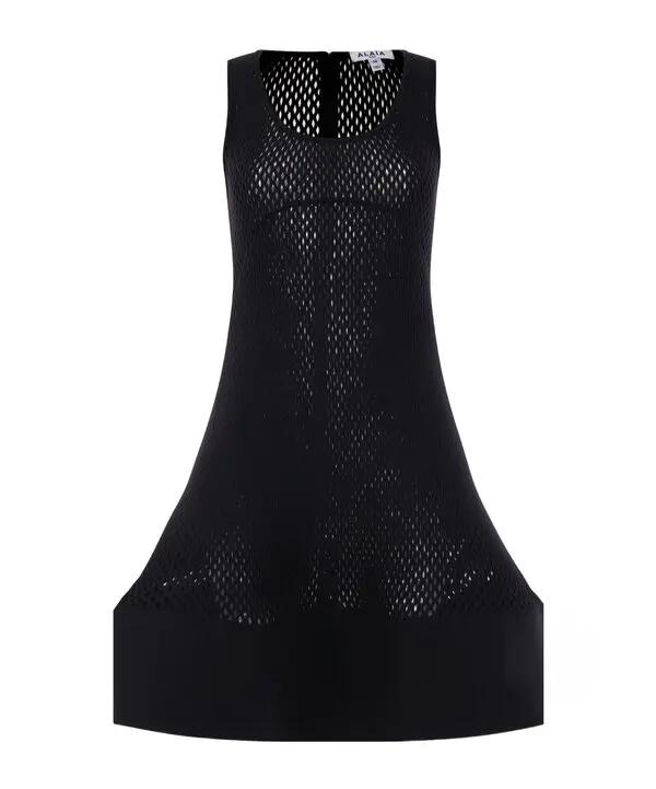 Alaïa Peplum Sleeveless Dress With Geometric Cutouts