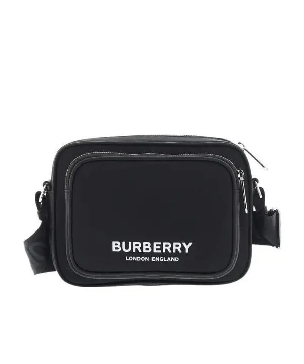 Burberry Logo Printed Zip-up Crossbody Bag - Black