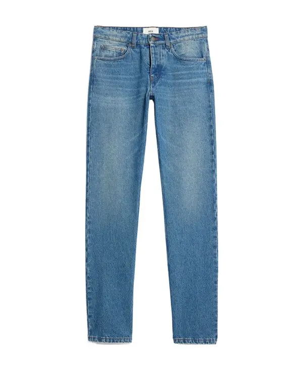 AMI Paris Logo Patch Tapered-leg Jeans - Blue