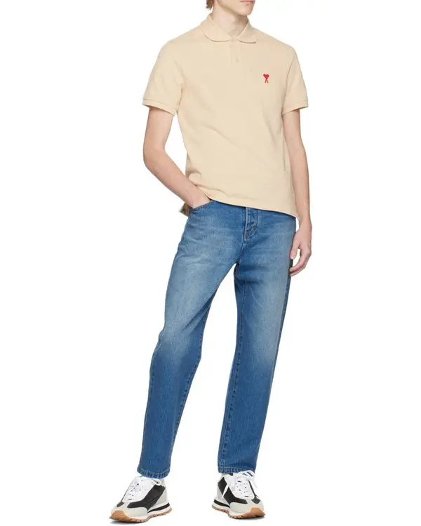 AMI Paris Logo Patch Tapered-leg Jeans - Blue