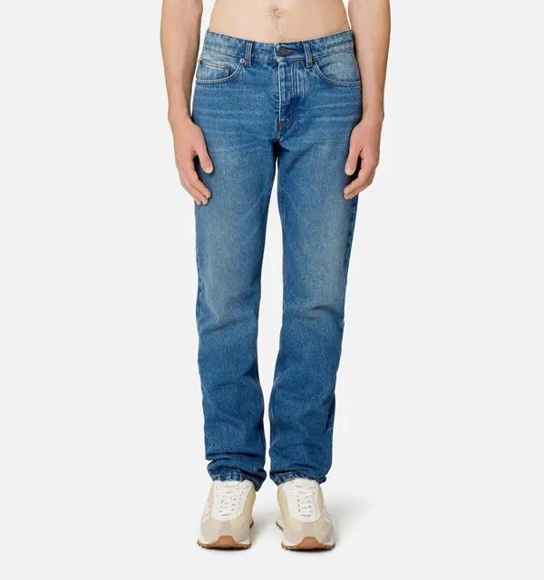 AMI Paris Logo Patch Tapered-leg Jeans - Blue