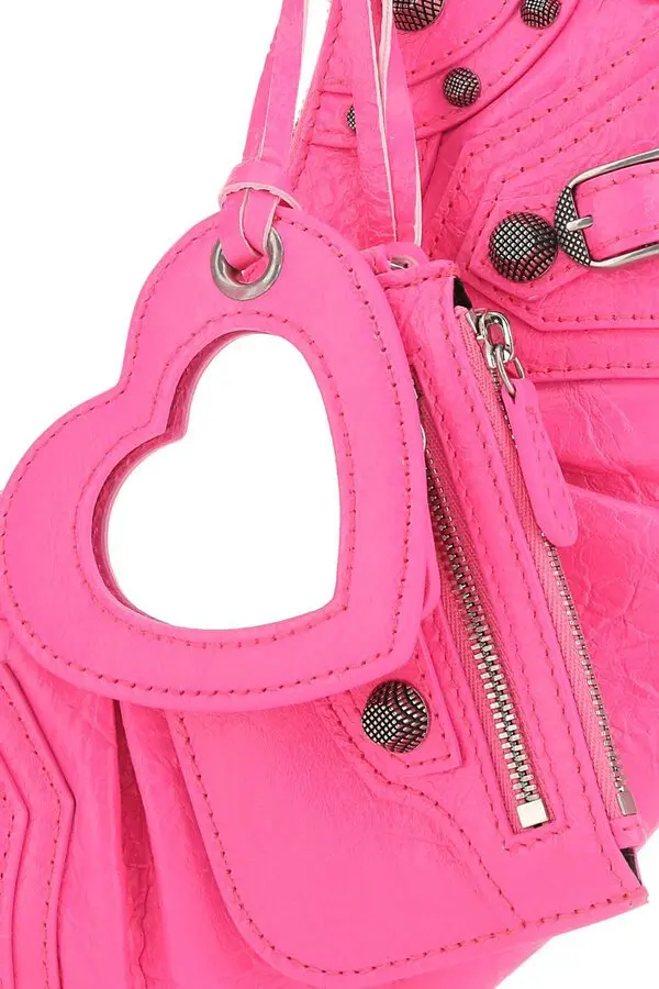 Balenciaga Le Cagole Xs Shoulder Bag With Crack Effect - Pink
