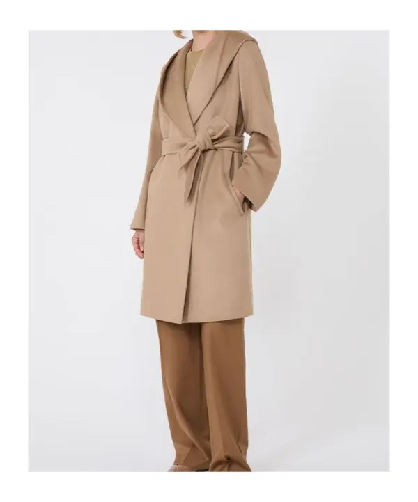 Max Mara New Mang Belted Hooded Coat - Camel