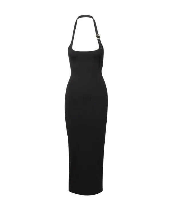 Attico Halterneck Midi Dress With Buckle Detail