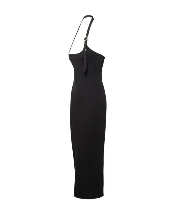 Attico Halterneck Midi Dress With Buckle Detail