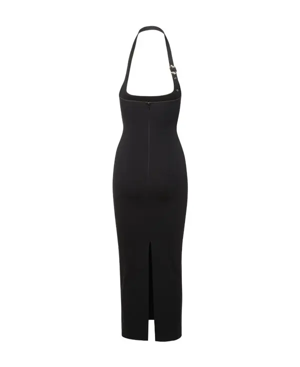 Attico Halterneck Midi Dress With Buckle Detail