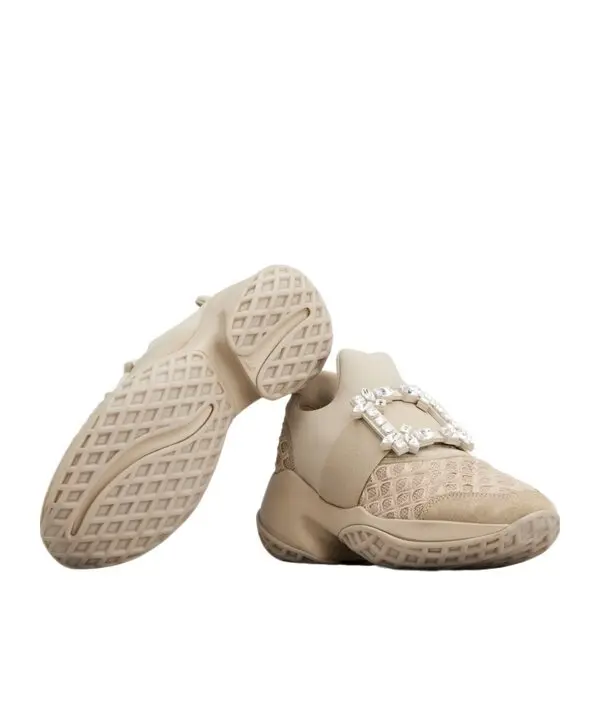 ROGER VIVIER Viv Run Sneakers With Crystal Buckle - Nude