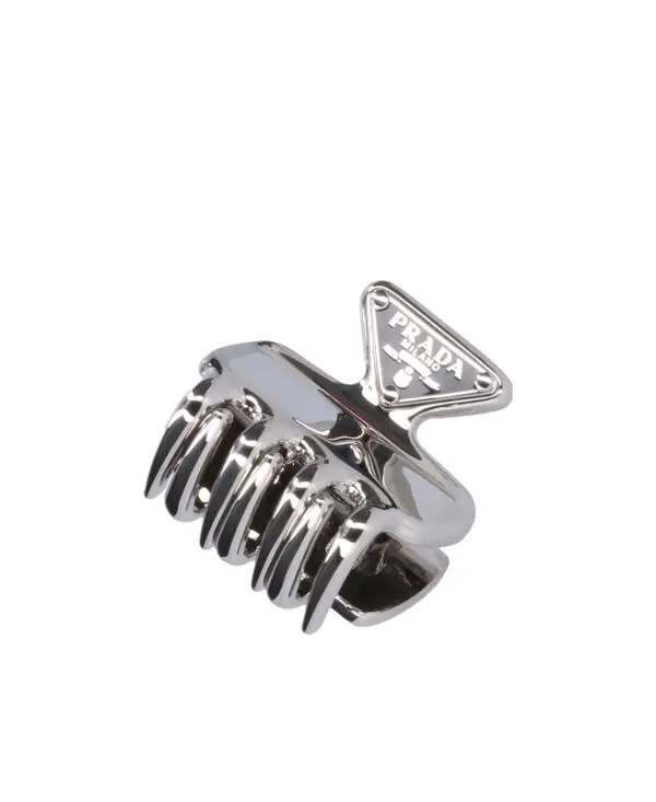 Prada Logo Detailed Claw Hair Clip - Gray